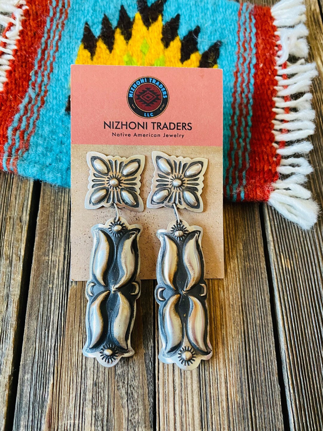 Navajo Sterling Silver Concho Dangle Earrings by Leander Tahe - Etsy