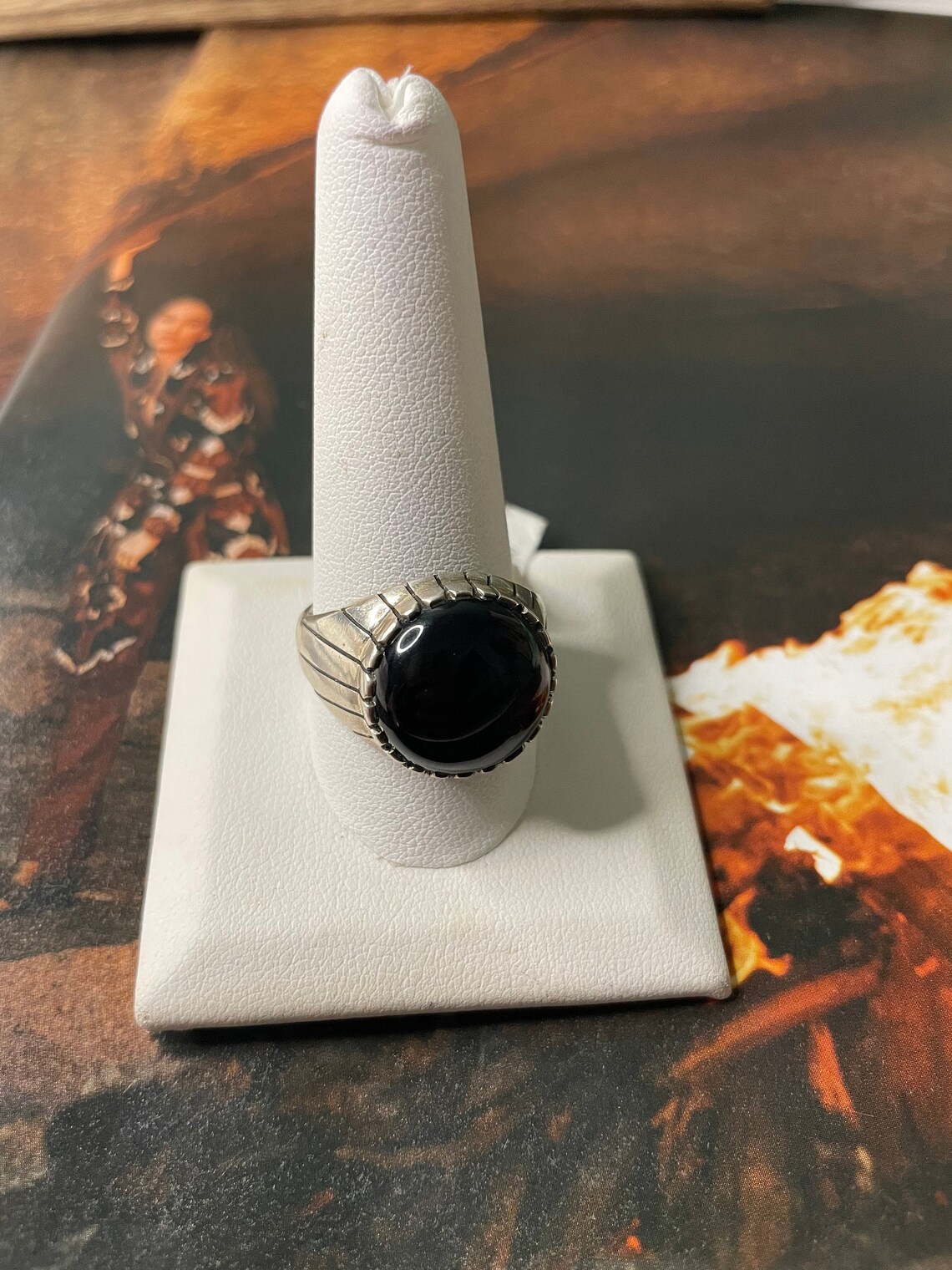 Navajo Ray Jack Sterling Silver Black Onyx Round Ring Size 12 - Etsy