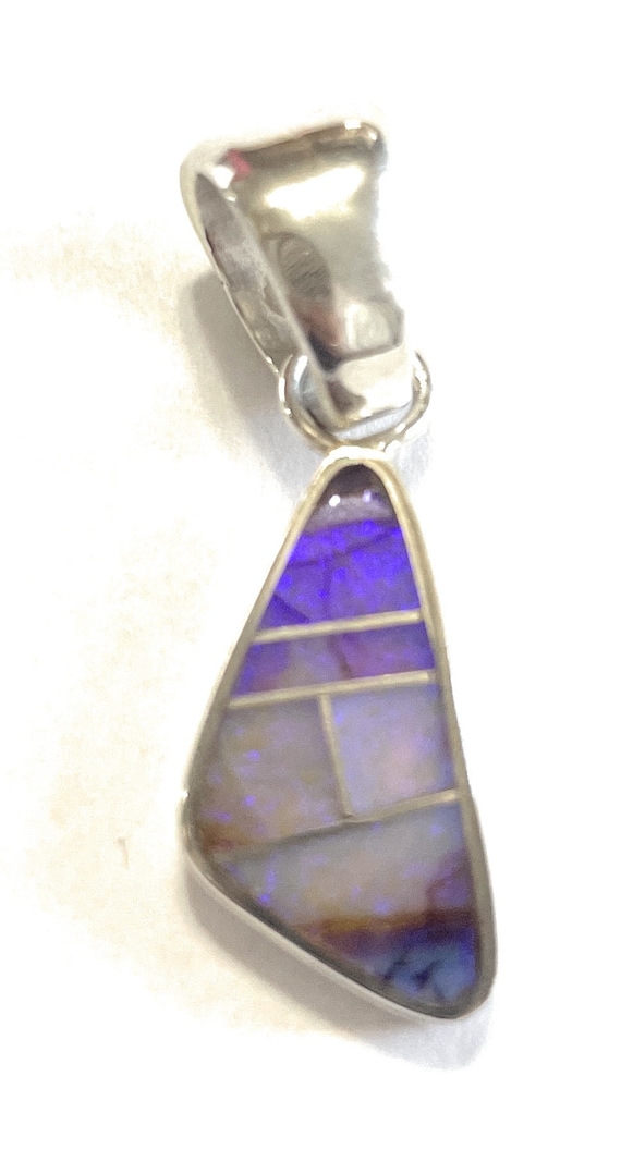 Navajo Sterling Silver & Blue Opal Inlay Pendant - Gem