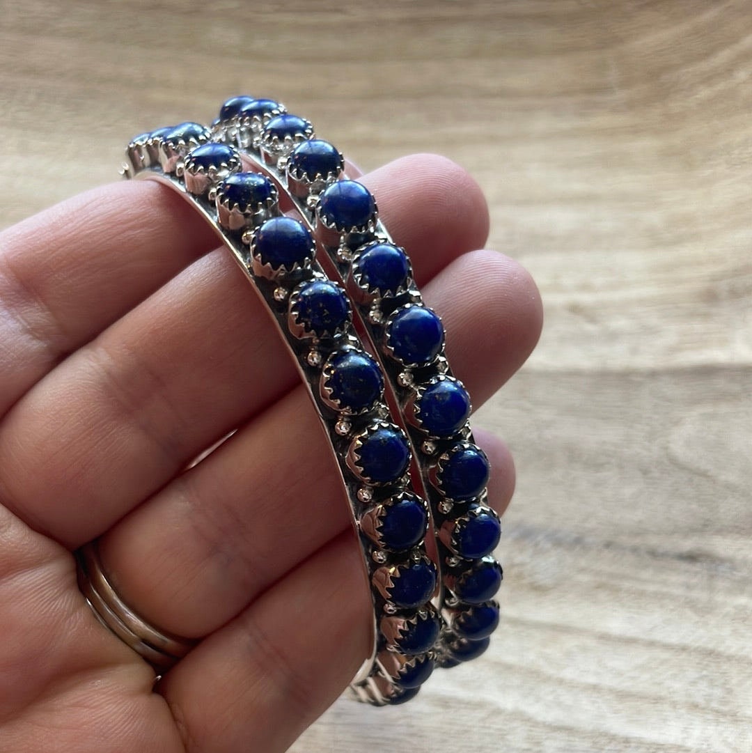 Handmade Lapis & Sterling Silver Custom Bangles Size 8 Signed Nizhoni ...