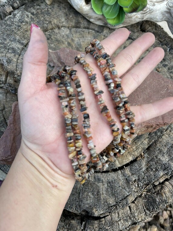 Navajo Sterling Silver Multi Jasper Chip Triple Stran… - Gem