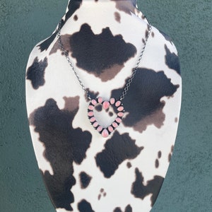 Navajo Queen Pink Conch Shell and Sterling Silver Heart Necklace Signed ...