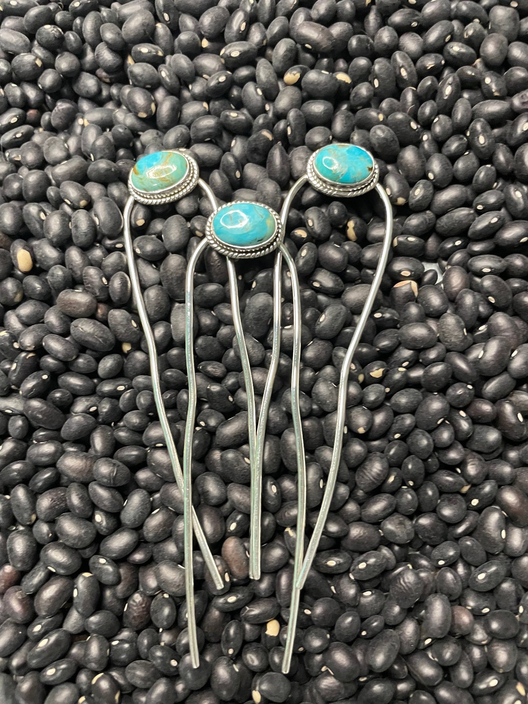 Handmade Turquoise & Sterling Silver Hair Pin - Etsy