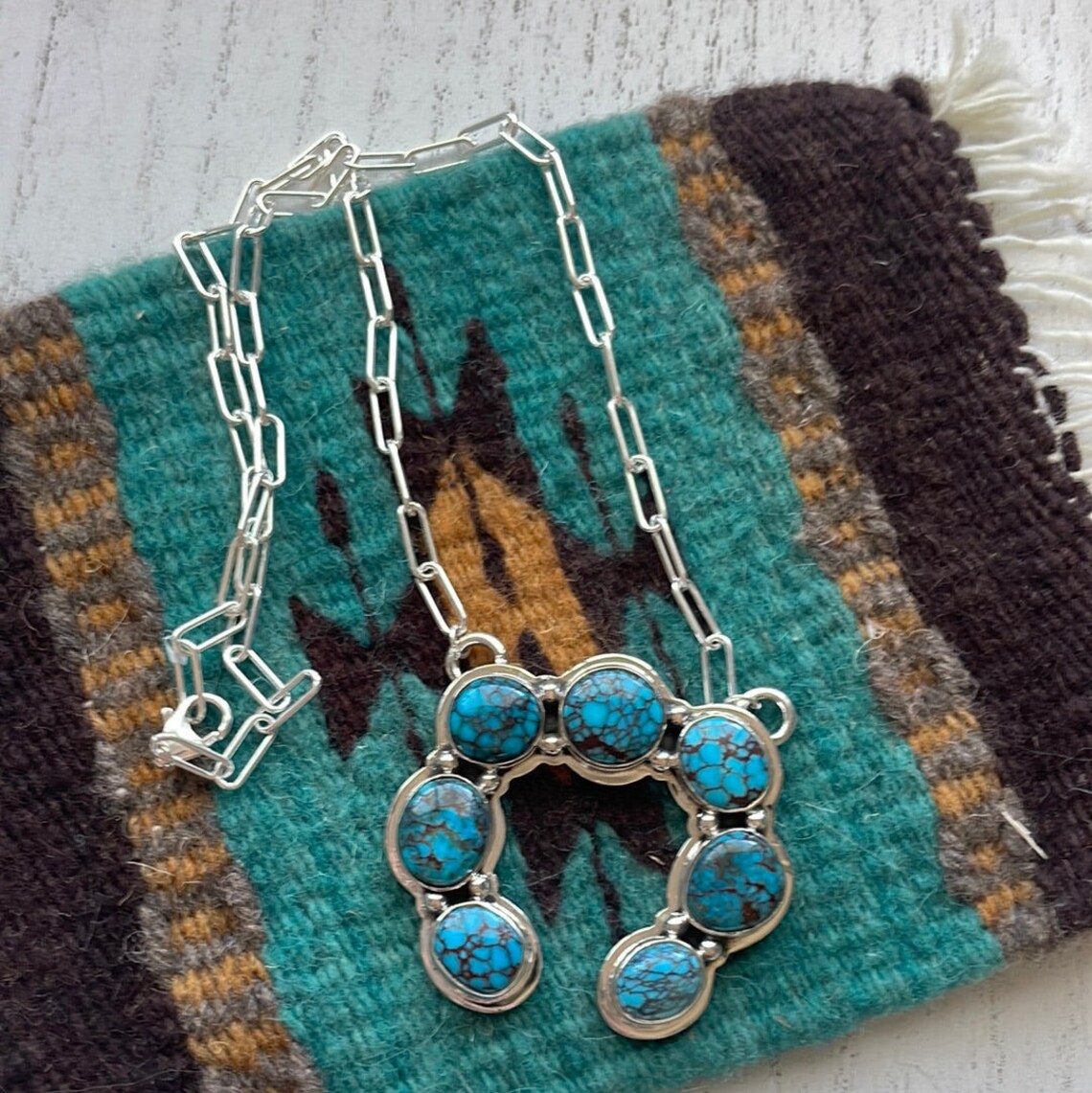 Navajo Sterling Silver & Turquoise Naja Necklace Signed - Etsy
