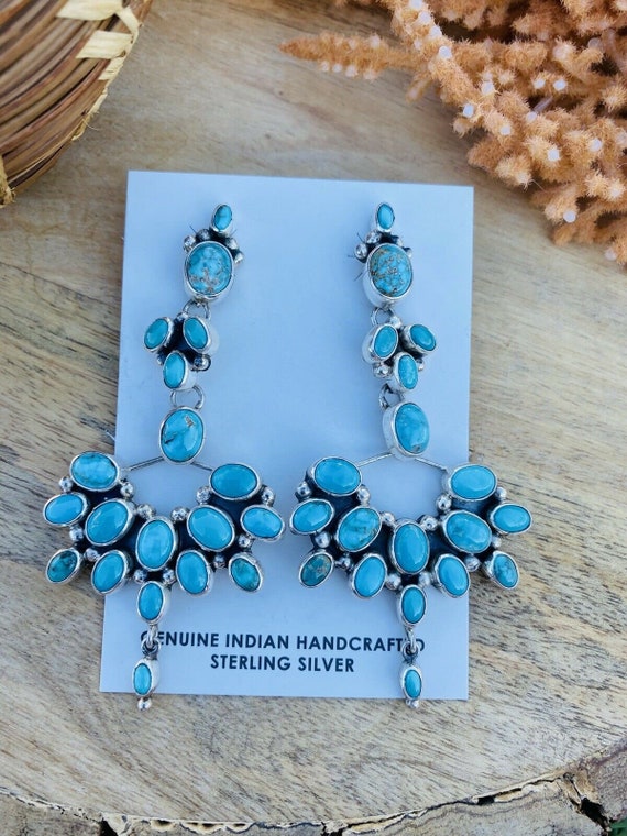 Vintage Navajo Turkis Sterling Silber Ohrringe Etsy