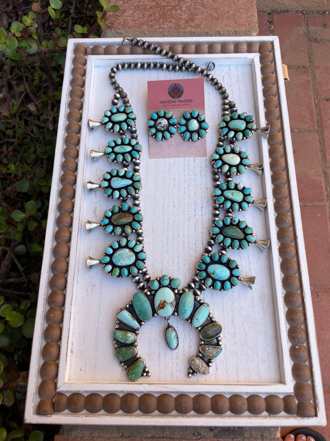 Navajo Sheila Becenti Carico Lake, Royston Turquoise & Sterling Squash ...