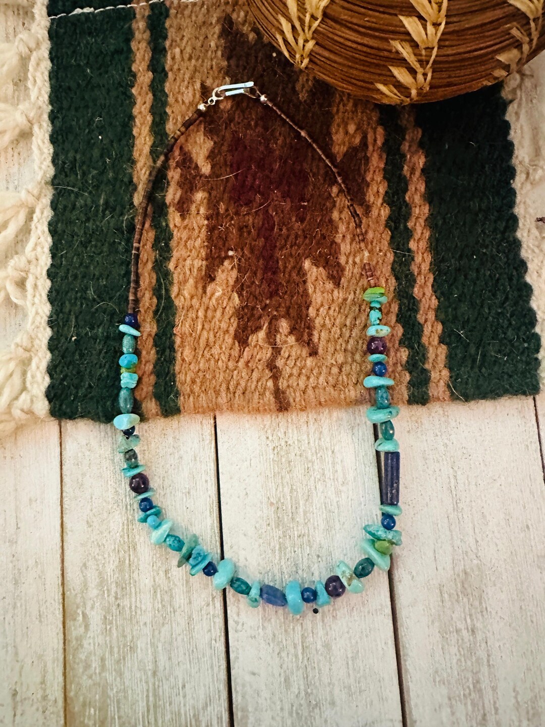 Navajo Multi Stone & Sterling Silver Beaded 22” Necklace - Etsy