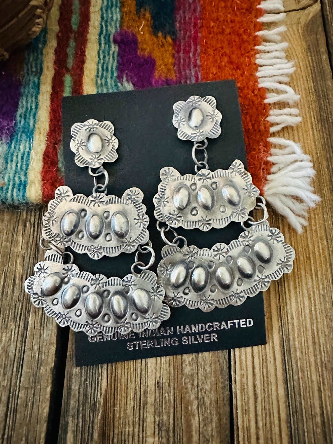 Handcrafted Sterling Silver Concho Dangle Earrings - Etsy