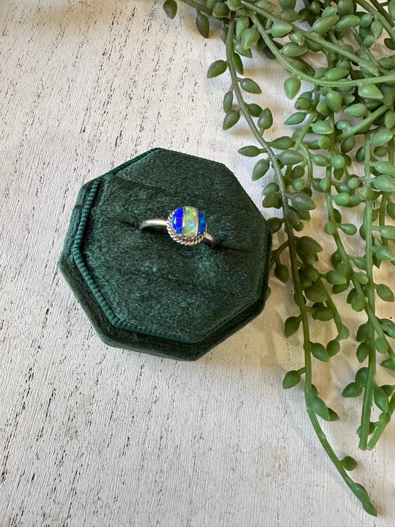 Navajo Sterling Silver Fire Opal Ring - Gem