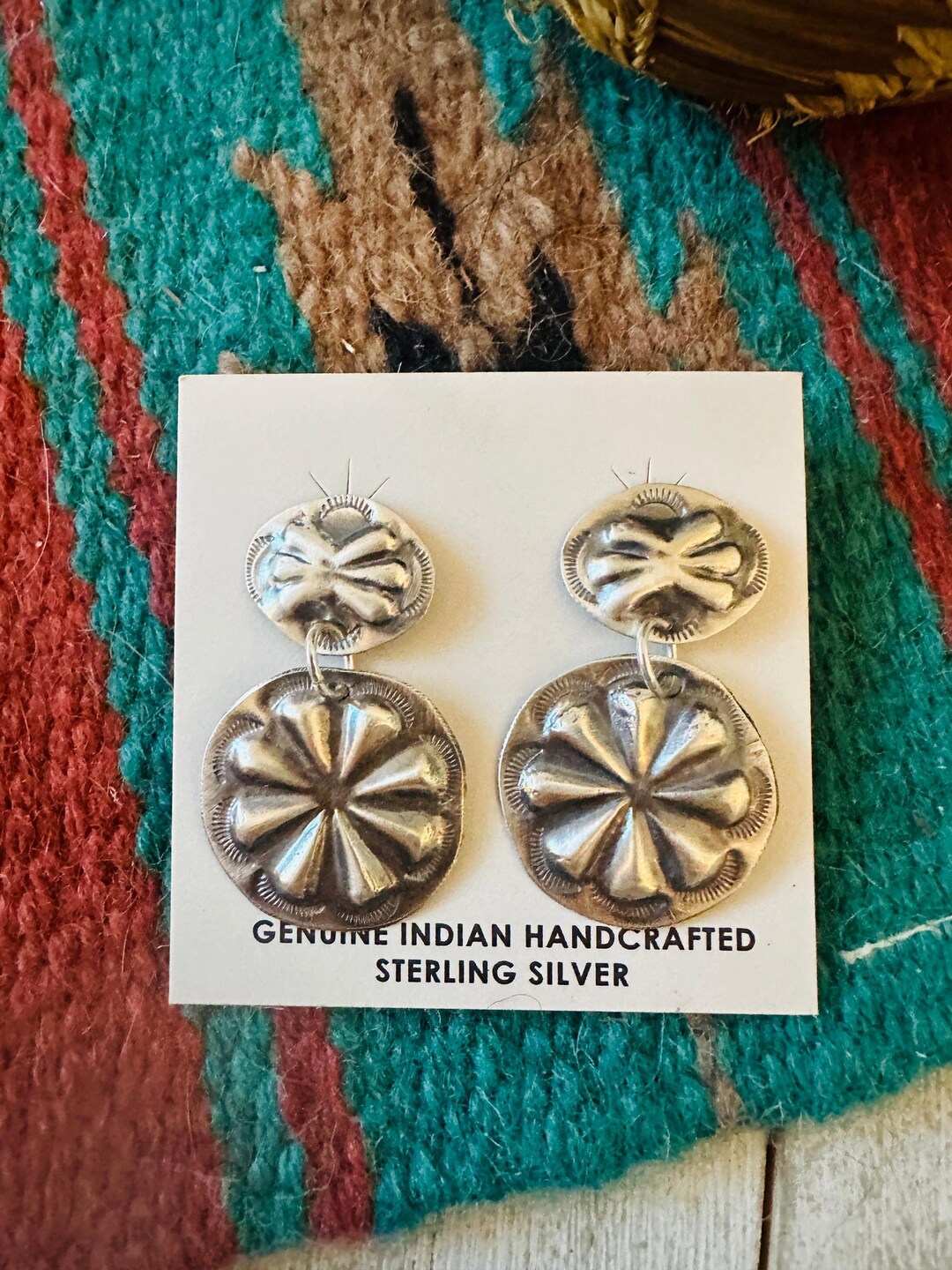 Handcrafted Sterling Silver Concho Dangle Earrings - Etsy