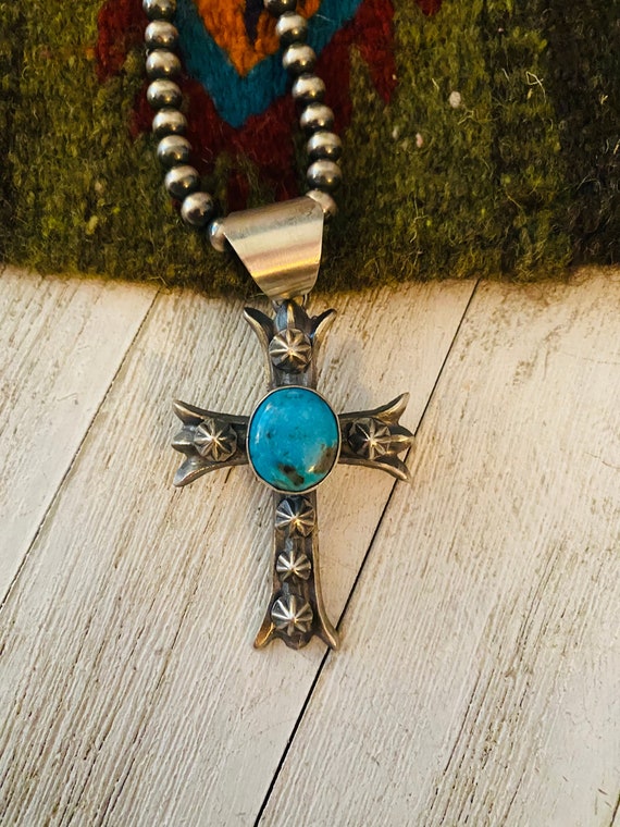 Navajo Sterling Silver & Turquoise Cross Pendant by Chimney - Etsy