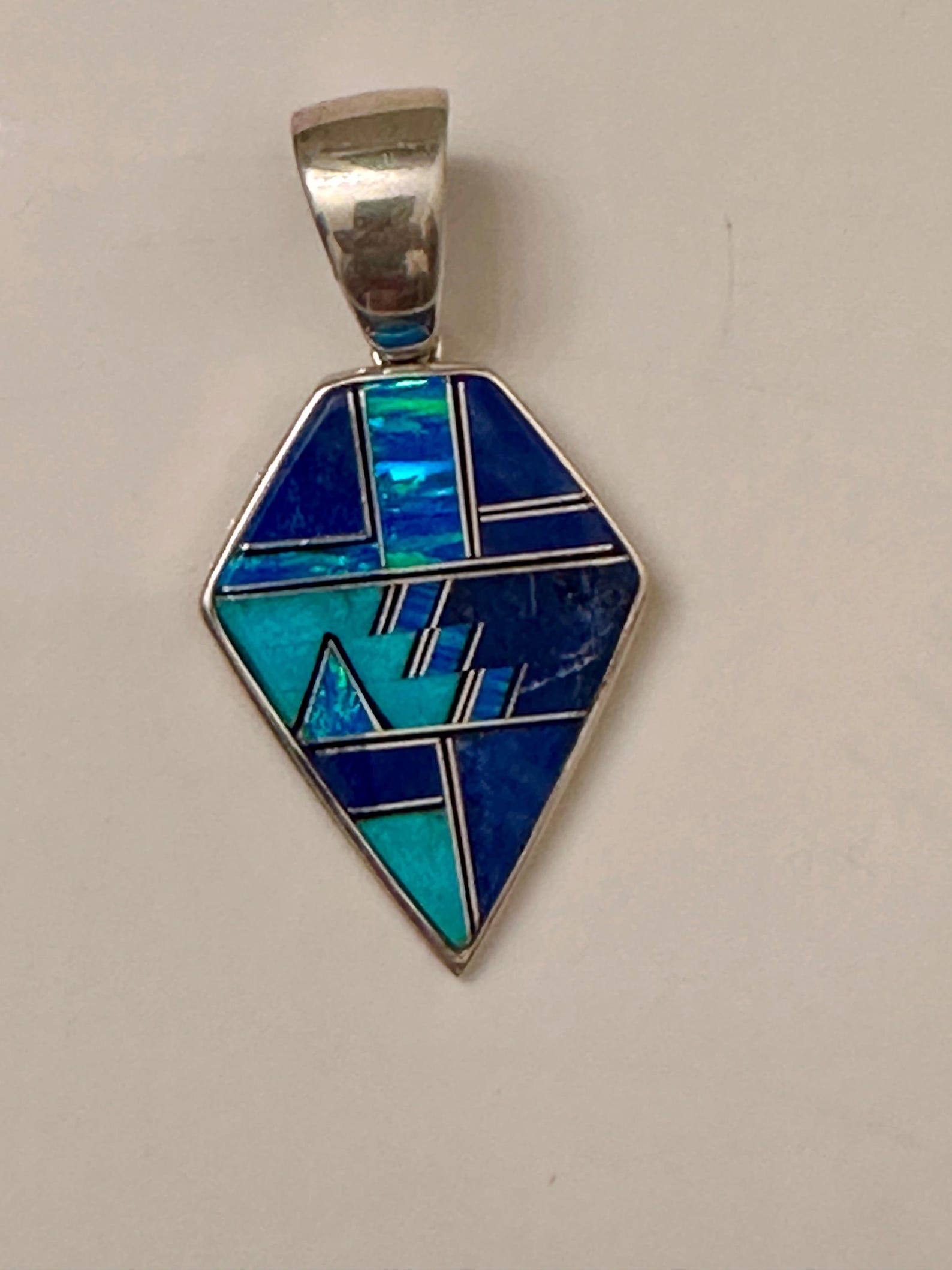 Navajo Lapis, Turquoise, Blue Opal Shield Pendant - Etsy