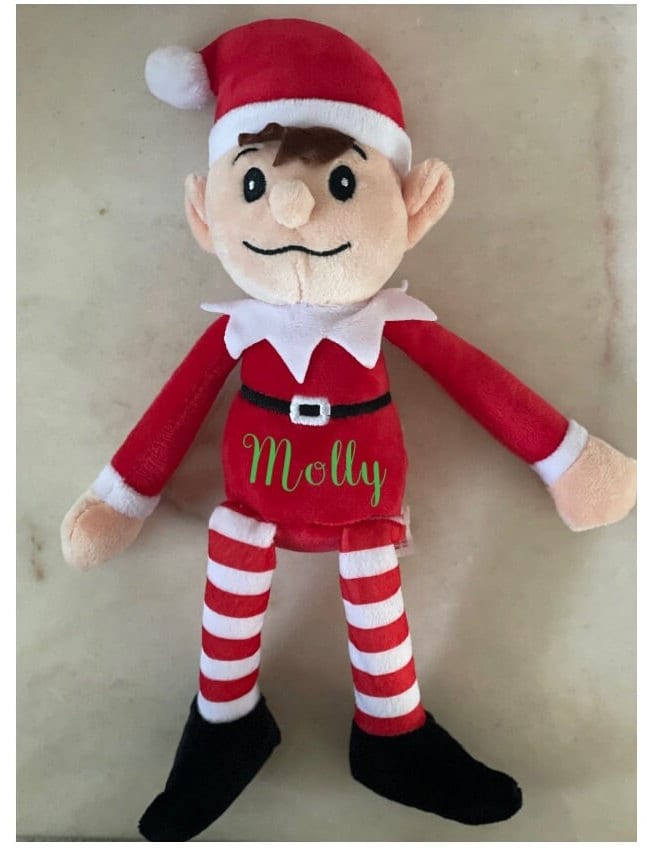 Personalised Elf Plush Soft Toy, Personalised Green Elf, Personalised ...