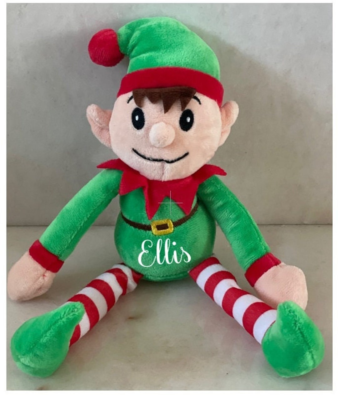 Personalised Elf Plush Soft Toy, Personalised Green Elf, Personalised ...