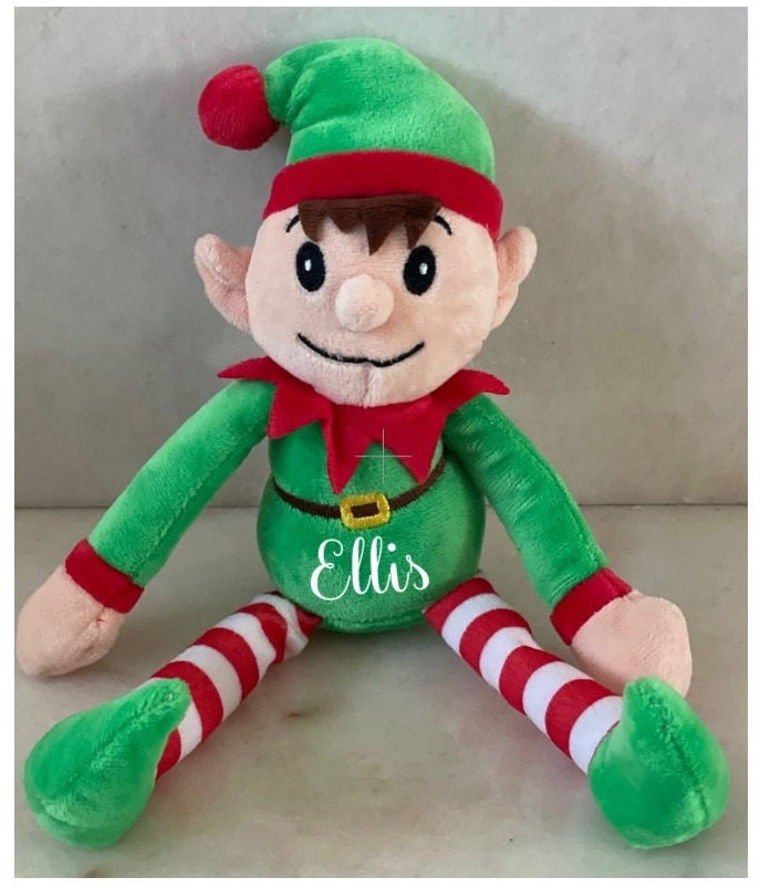 Personalised Elf Plush Soft Toy, Personalised Green Elf, Personalised ...