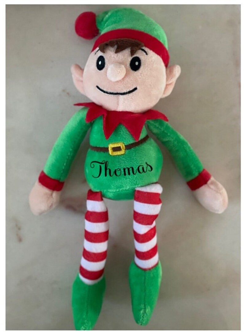 Personalised Elf Plush Soft Toy, Personalised Green Elf, Personalised ...