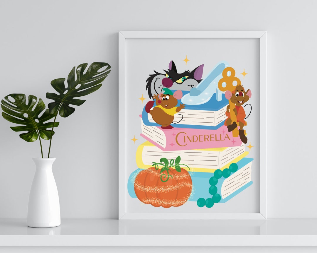Cinderella Theme Art Print / Gus Gus and Jaq / Lucifer Cat/ Home Decor ...