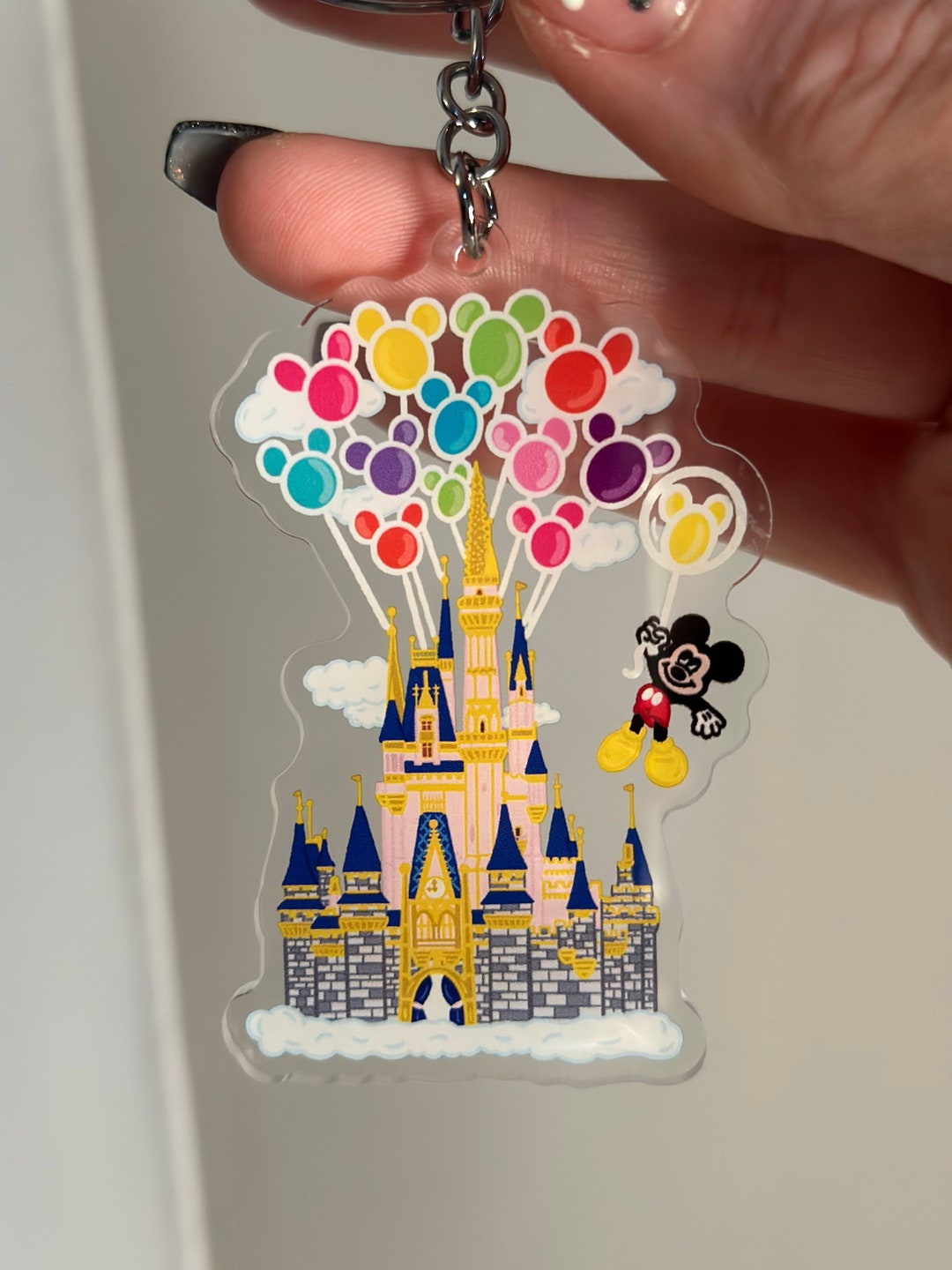 Disney World Castle Keychain/ Mickey and Mickey Balloons Acrylic ...