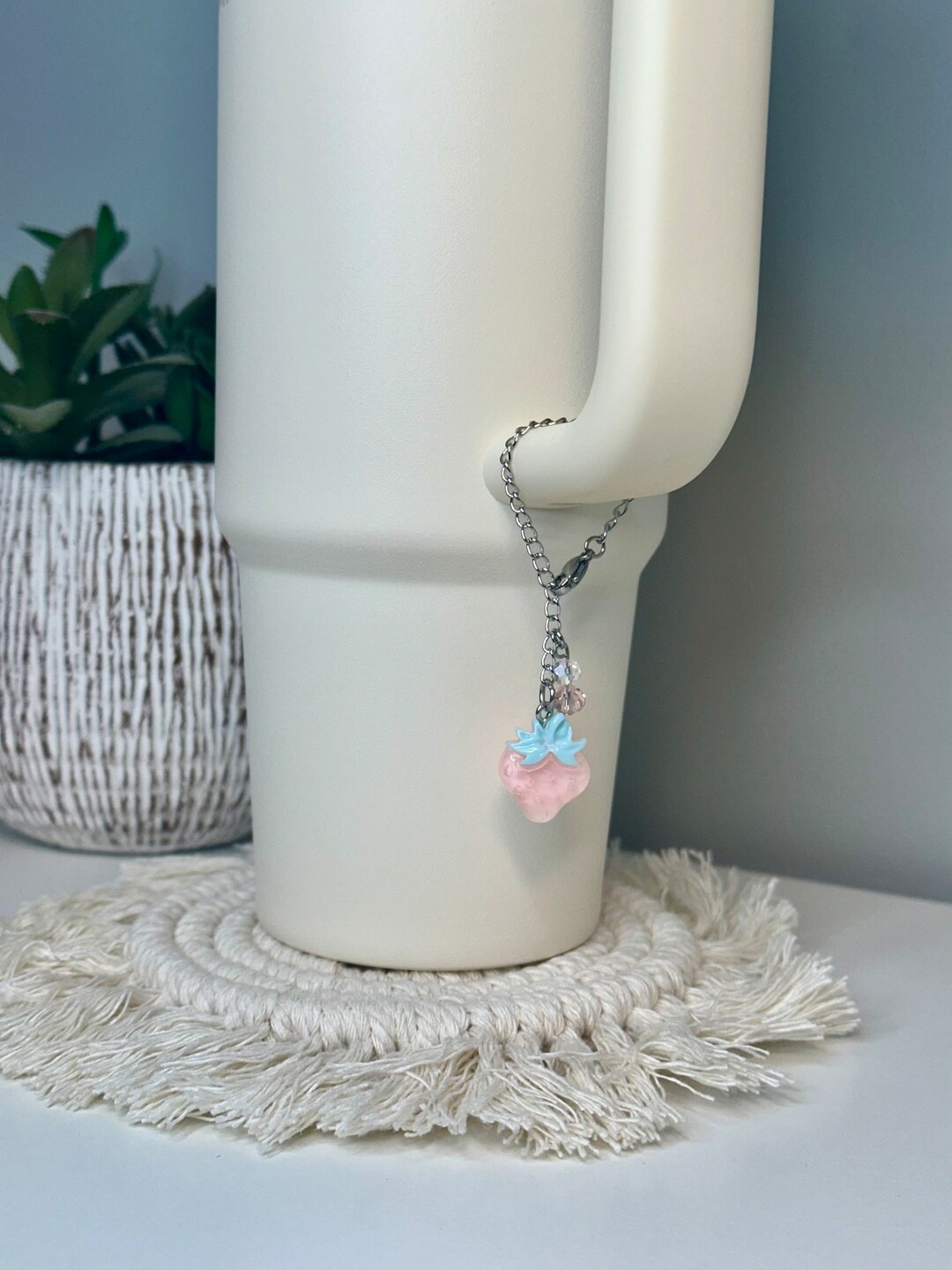 Pastel Strawberry Stanley Tumbler Charm / Water Bottle Charms /spring ...