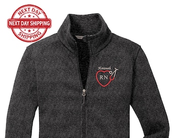 Personalized RN Fleece Jacket Custom Embroidered Nurse Gift, Female RN ...