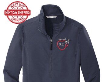 Personalized Embroidery Fleece Jacket for Female RN. Female Nurse ...