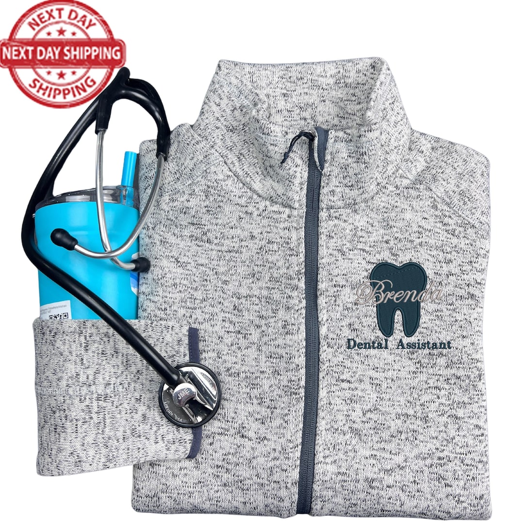 Personalized Dental Assistant Fleece Jacket, Custom Embroidered Dental ...