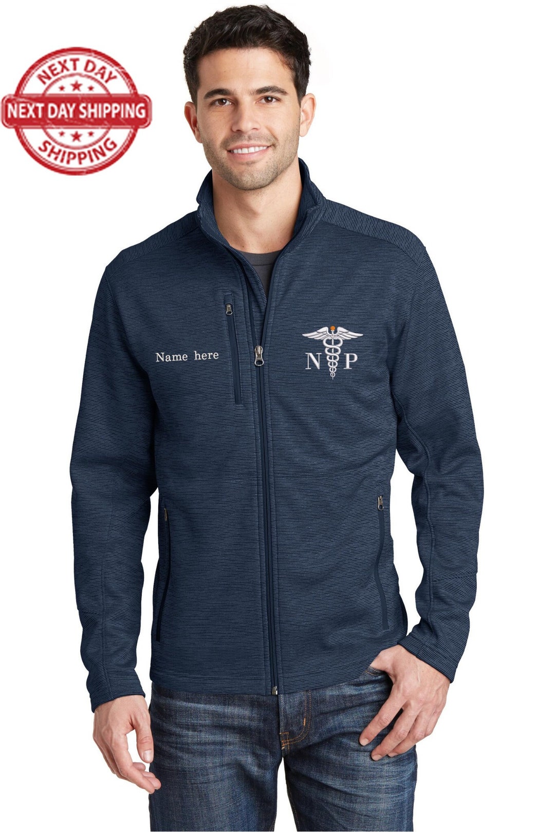 Nurse Practitioner Custom Embroidery Male Jacket. Male NP Fleece Jacket ...