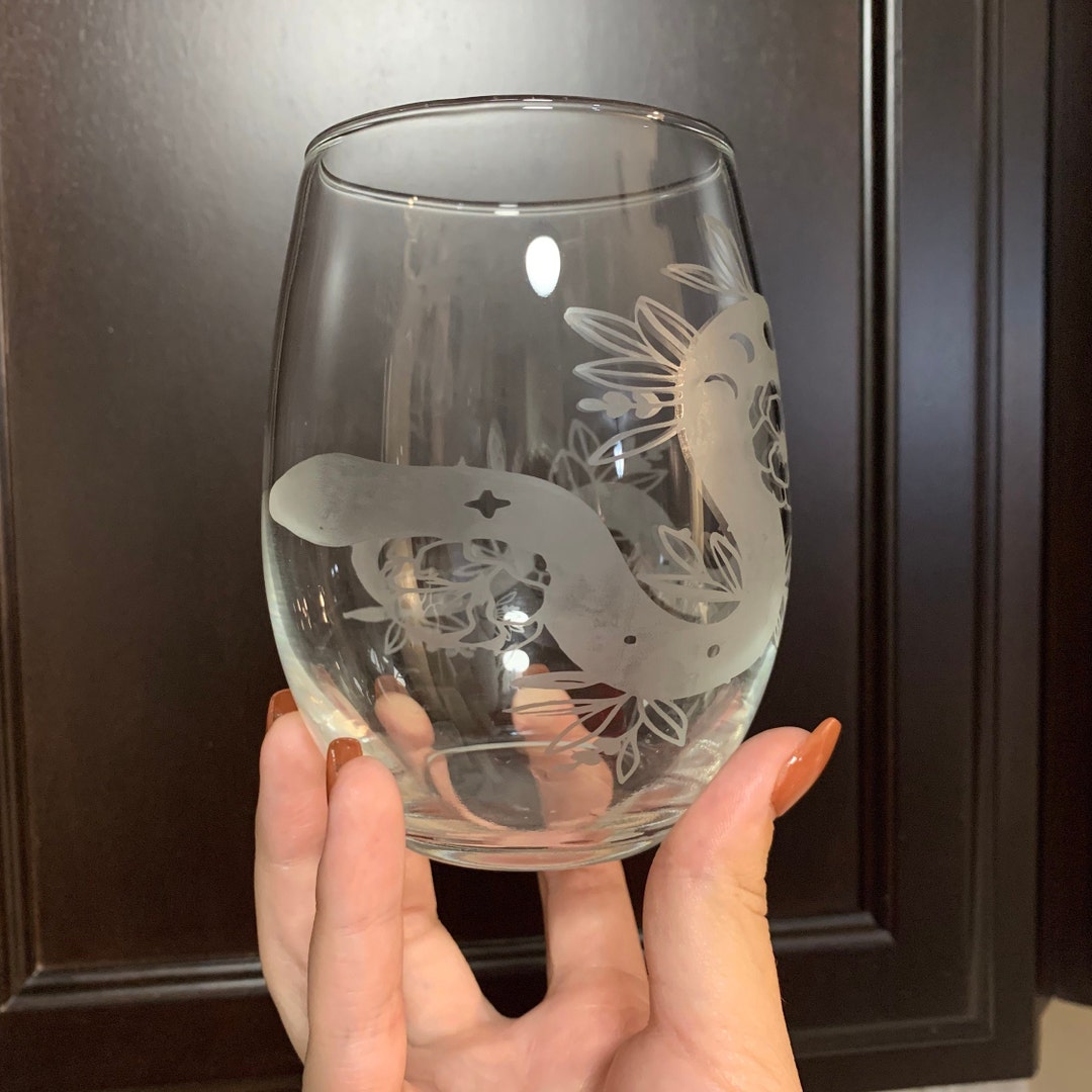 Floral Snake Etched Wine Glass - Etsy