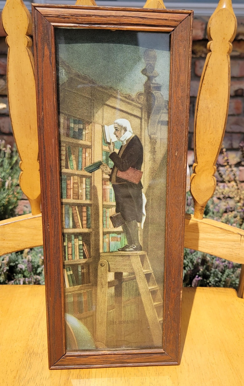 Vintage Framed "the Bookworm" Print Image Art by Carl Spitzwig 1850 ...