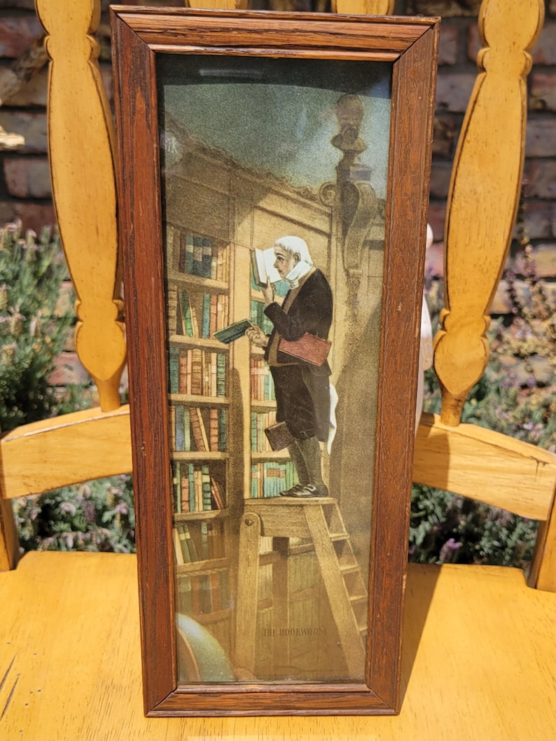 Vintage Framed "the Bookworm" Print Image Art by Carl Spitzwig 1850 ...
