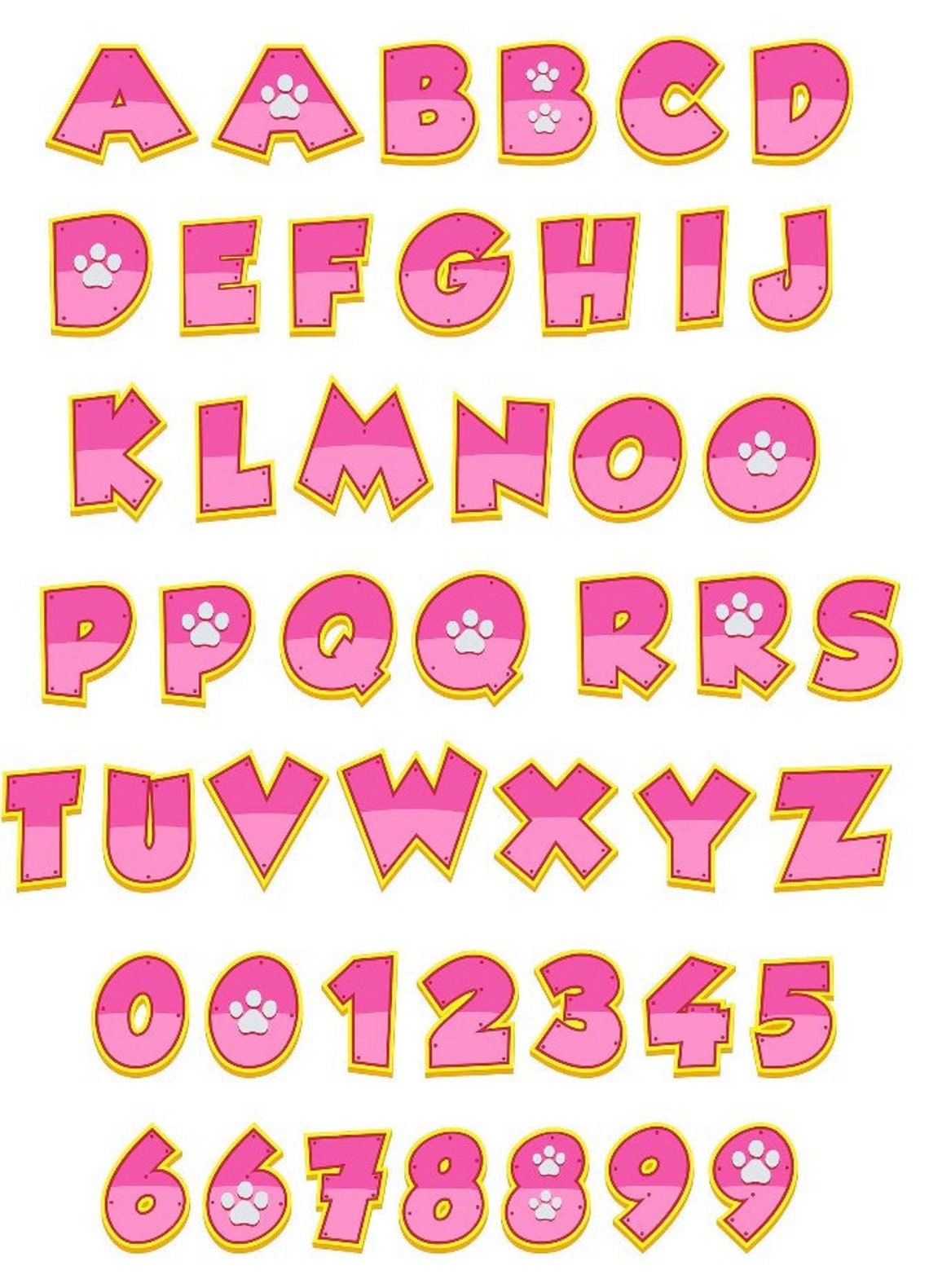 Instant Download Paw Pink Patrol Font Svg Alphabet Digital Etsy Canada