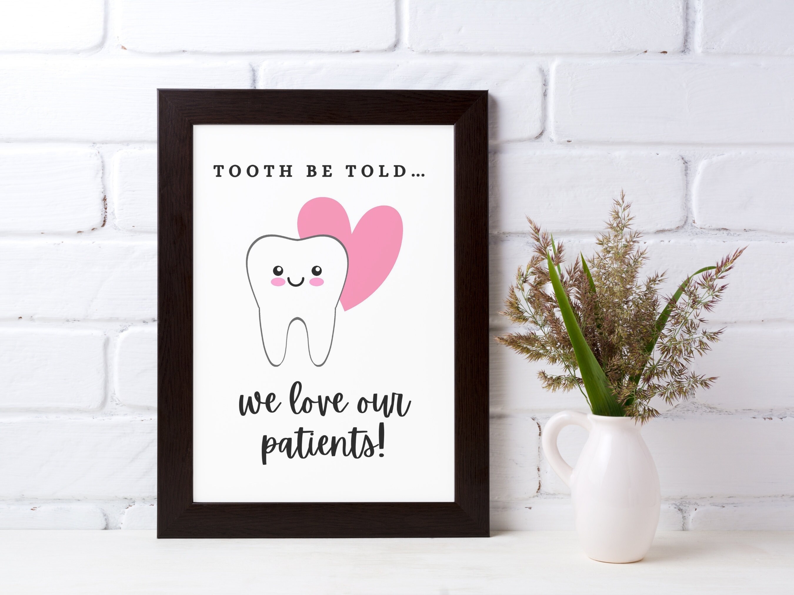Valentines Day Dental Art, Printable Dental Wall Art, Cute Dental ...
