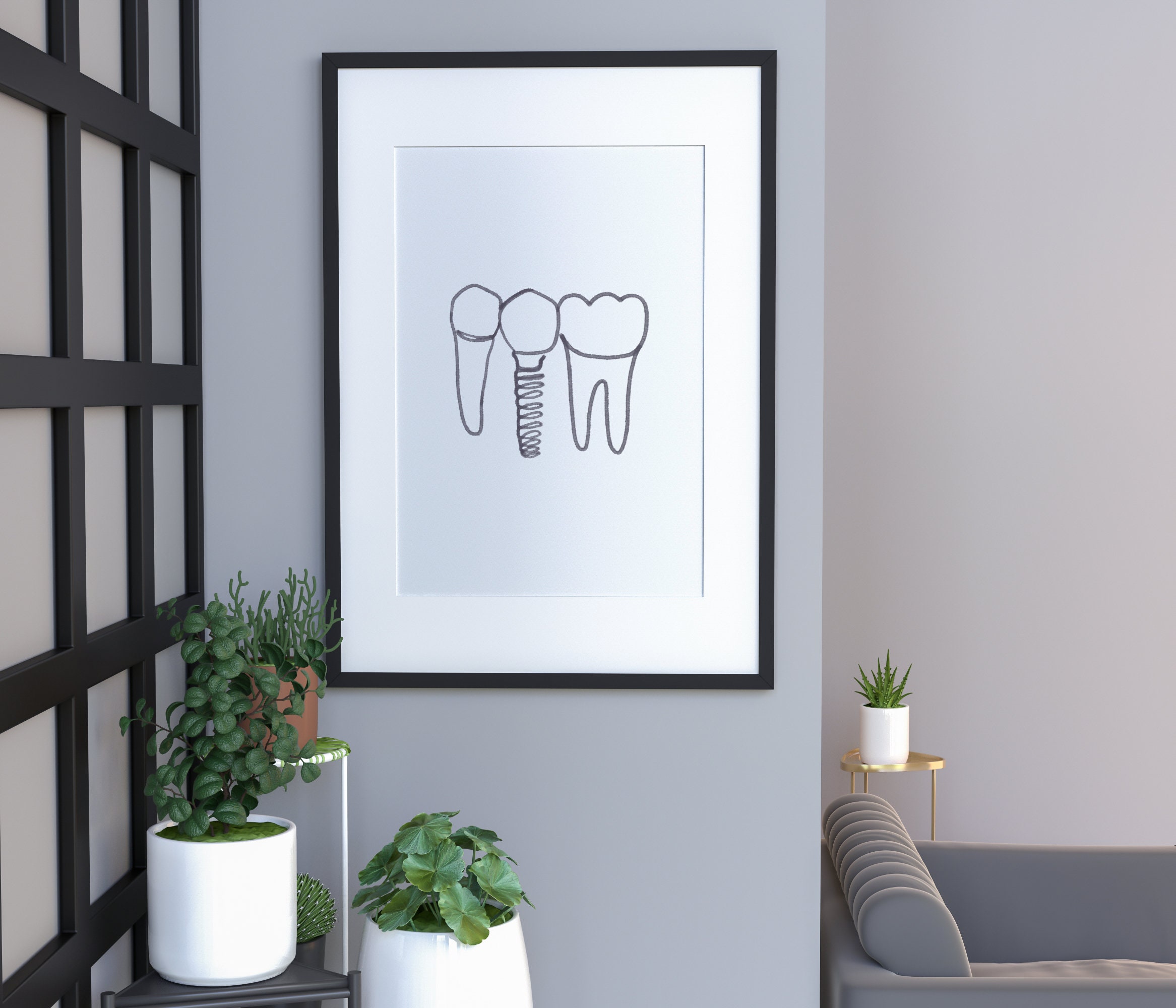 Minimalist Dental Wall Art, Abstract Dental Line Drawing, Printable ...