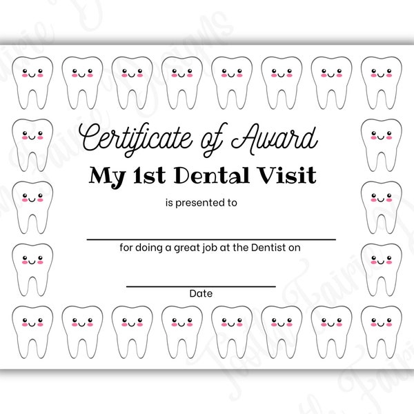 Dental Award Certificate - Etsy