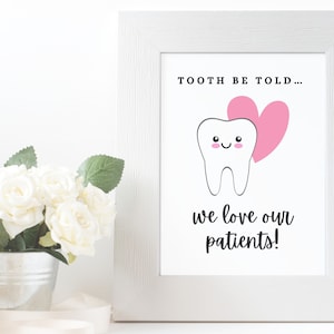Valentine’s Day Dental Art, Printable Dental Wall Art, Cute Dental ...