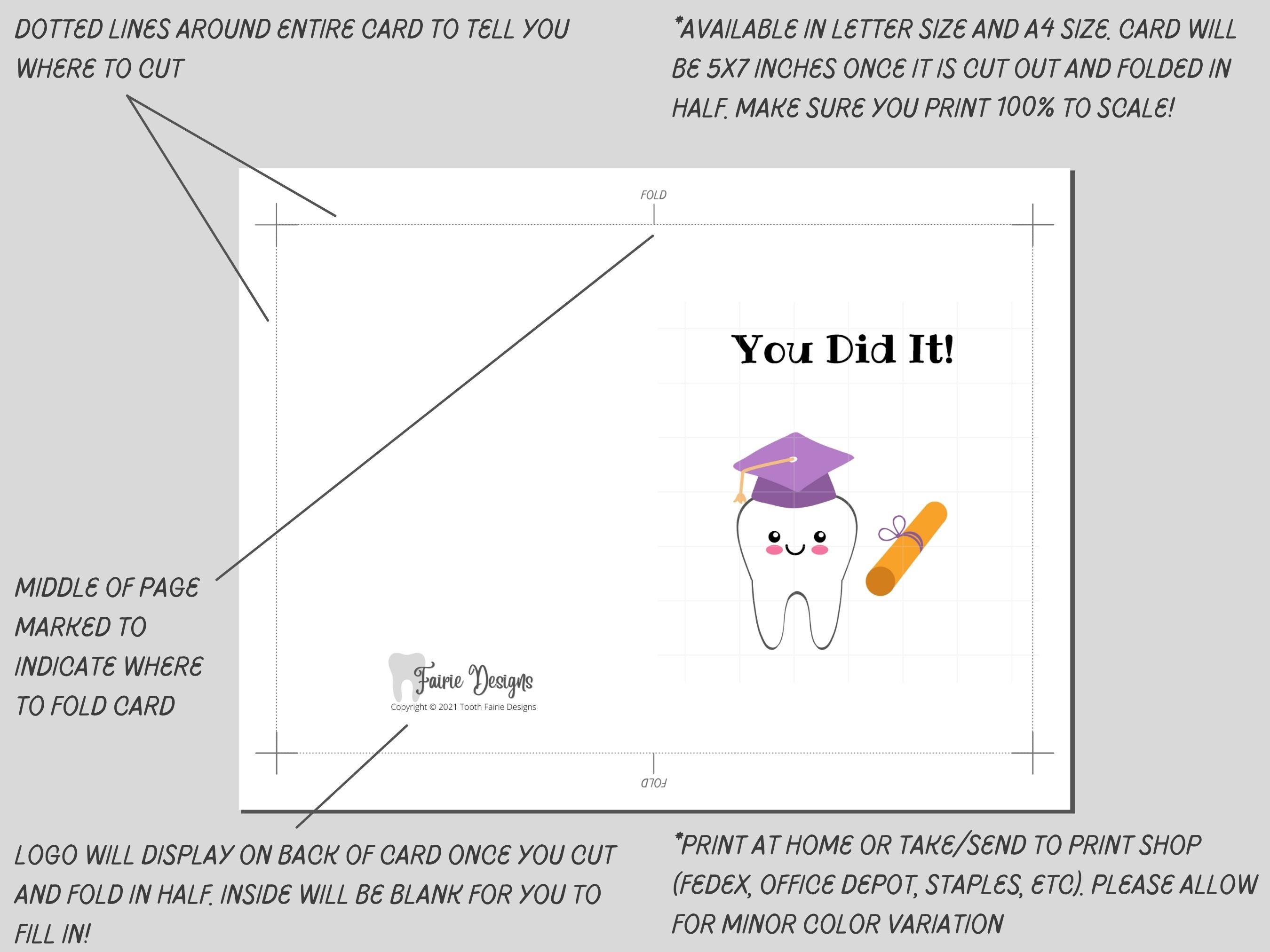 Dental Graduation Card. Printable 5x7 Card, Instant Download. - Etsy