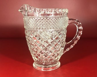 Vintage Antique Cut Glass Crystal Glass Pitcher + 4 Matching Cut Glass ...