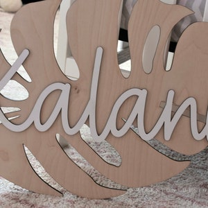 Monstera Leaf Nursery Name Sign for Jungle Theme Nursery Flower Signs ...