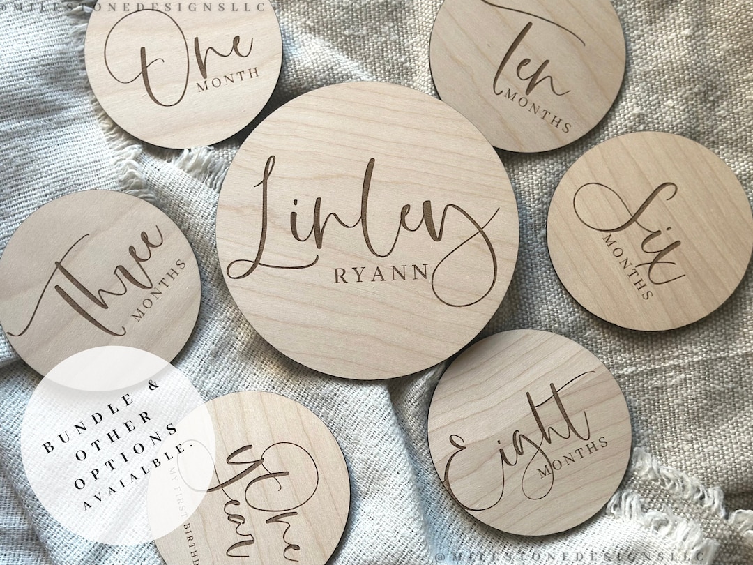 Wood Baby Month Signs, Monthly Milestone Discs, Baby Monthly Markers ...