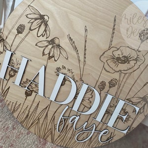 Wildflower Nursery Name Sign Wood Wildflower Baby Name Sign Floral ...