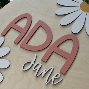 Daisy Nursery Name Sign Daisy Wall Sign Retro Floral Nursery Decor ...