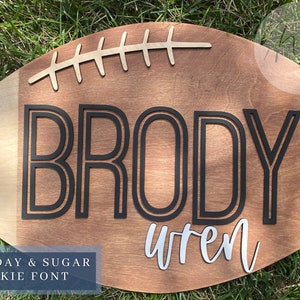 Wooden Football Name Sign Football Nursery Sign Sports Name Sign ...