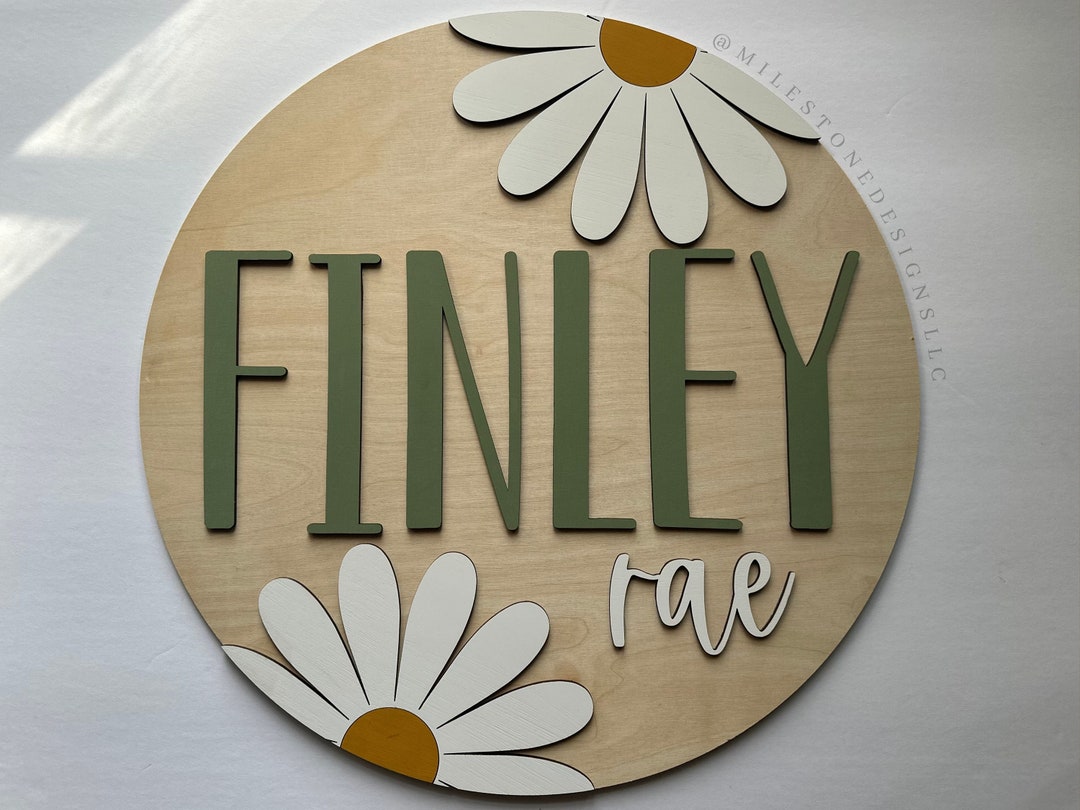 Daisy Nursery Wall Sign Retro Floral Nursery Decor Circle Layered Boho ...