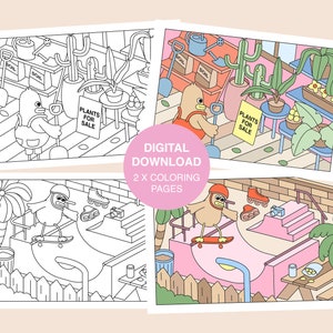 2 Digital Coloring Pages Coloring Page Digital Download Cozy Coloring ...