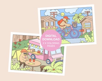 2 Digital Coloring Pages Coloring Page Digital Download Cozy Coloring ...