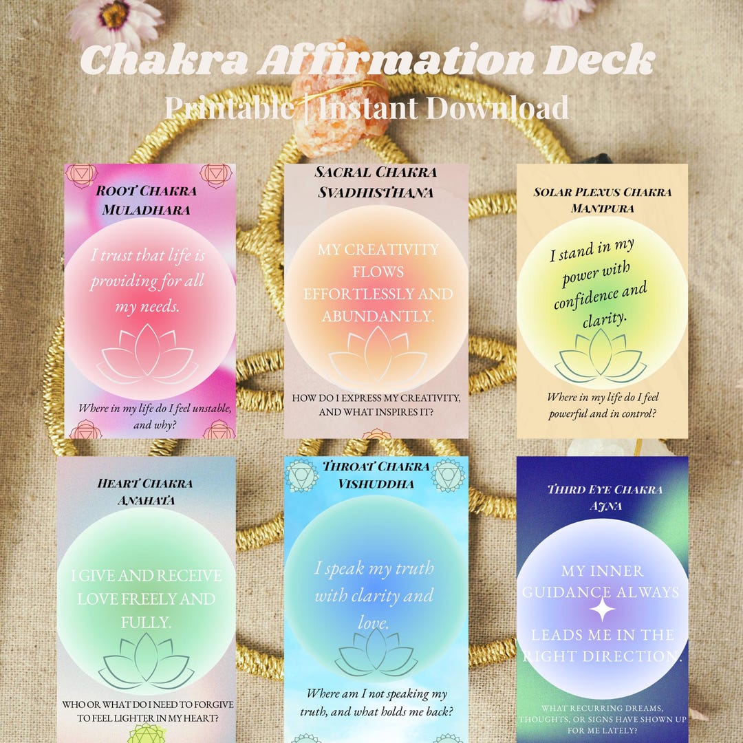 35 Chakra Affirmation Cards Printable | 7 Chakra Healing Journal ...