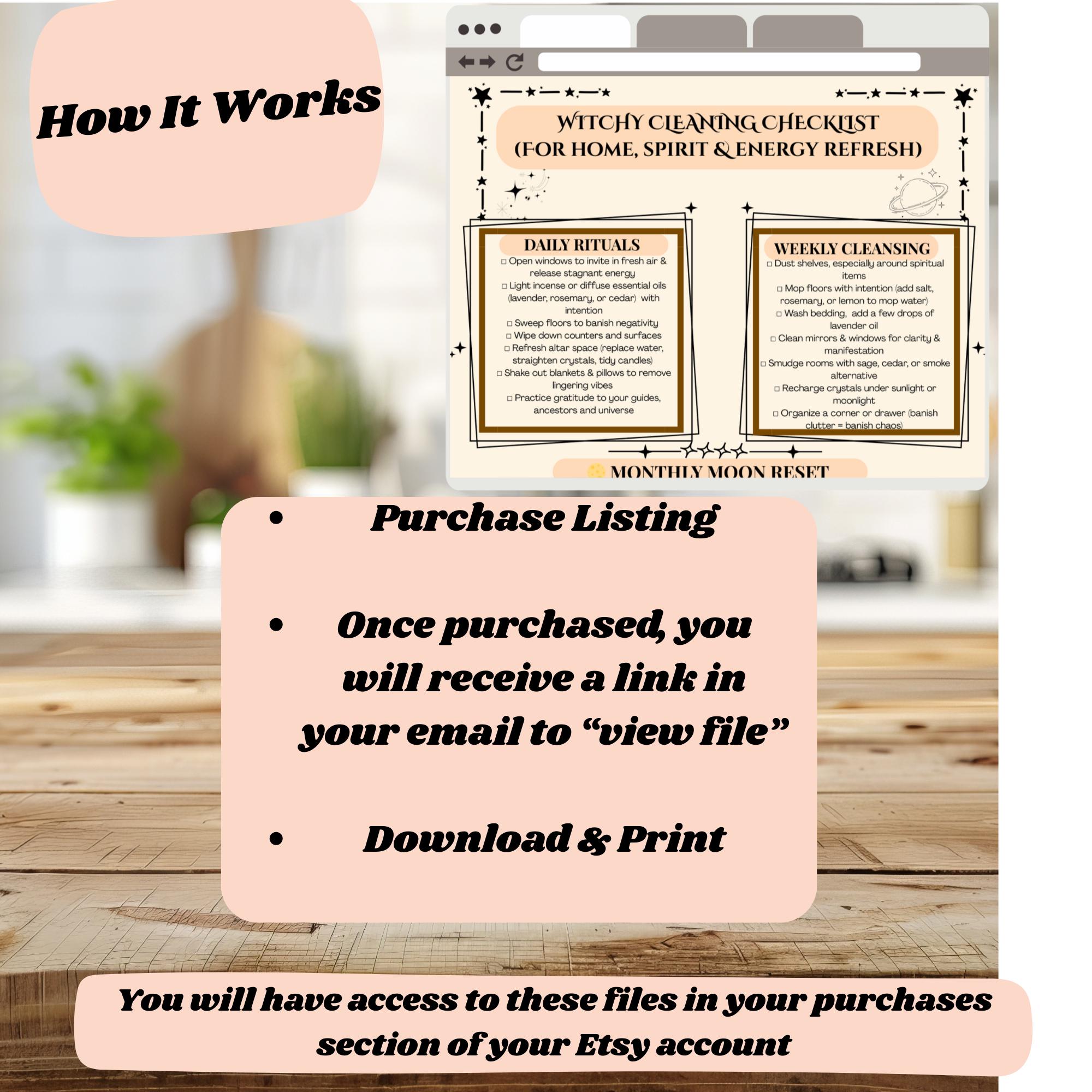 Witchy Cleaning Checklist - Moon Ritual Planner | Daily Weekly Monthly ...