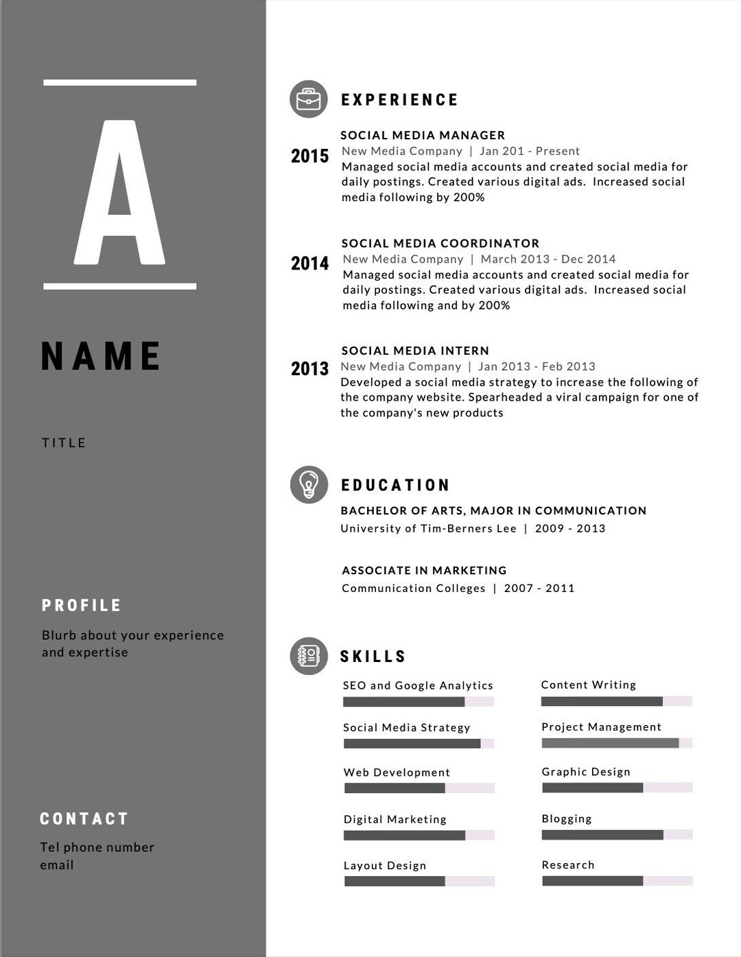 Modern Resume Template (digital Download) - Etsy