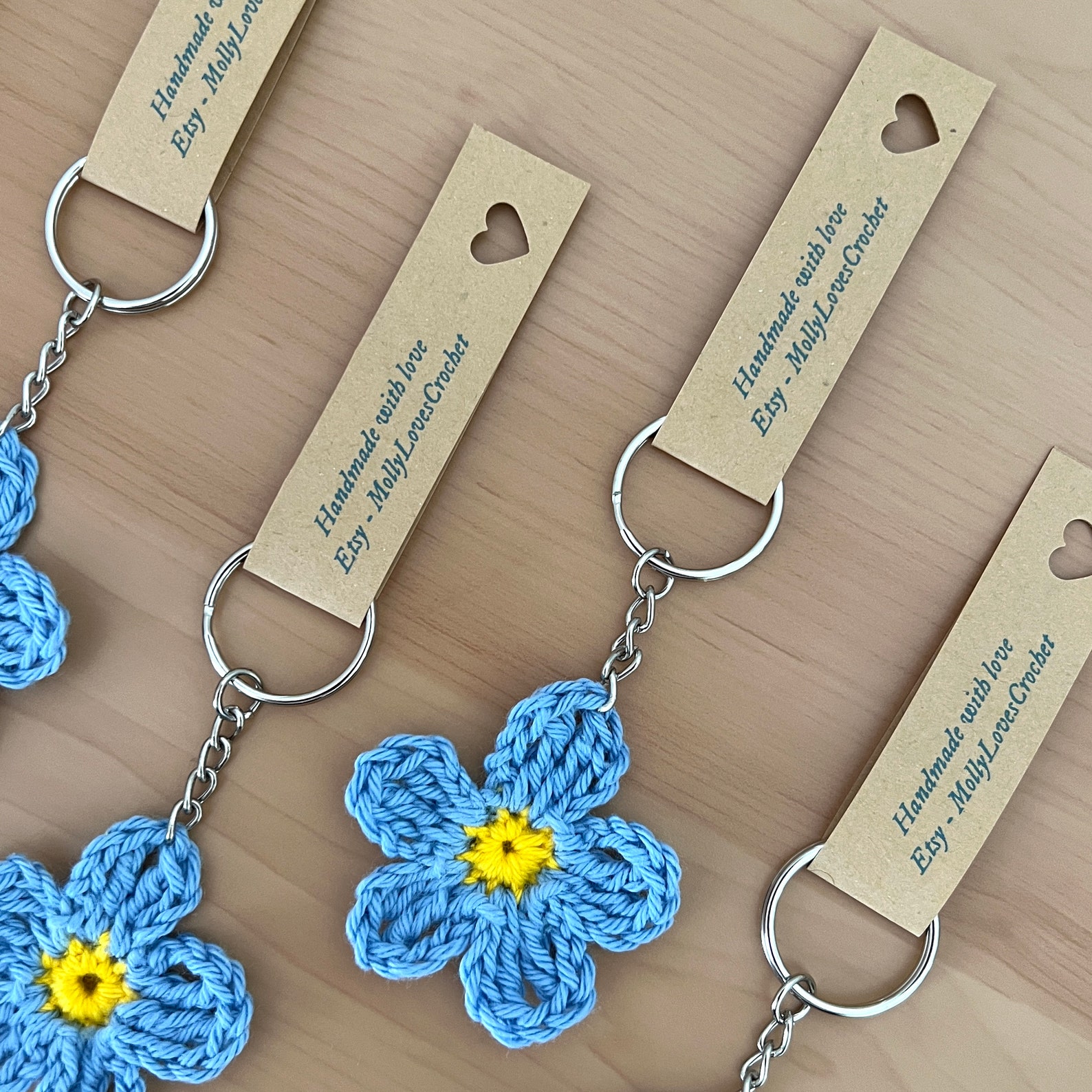 Handmade Crochet Forget Me Not Keychain Dementia & Alzheimers Awareness ...