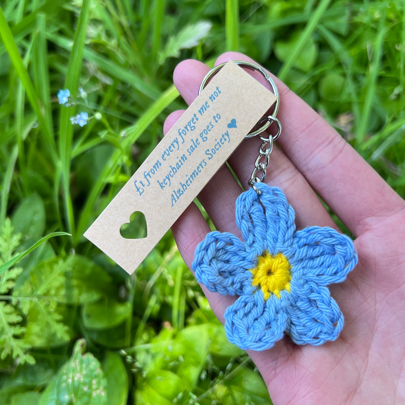 Handmade Crochet Forget Me Not Keychain - Dementia & Alzheimers ...